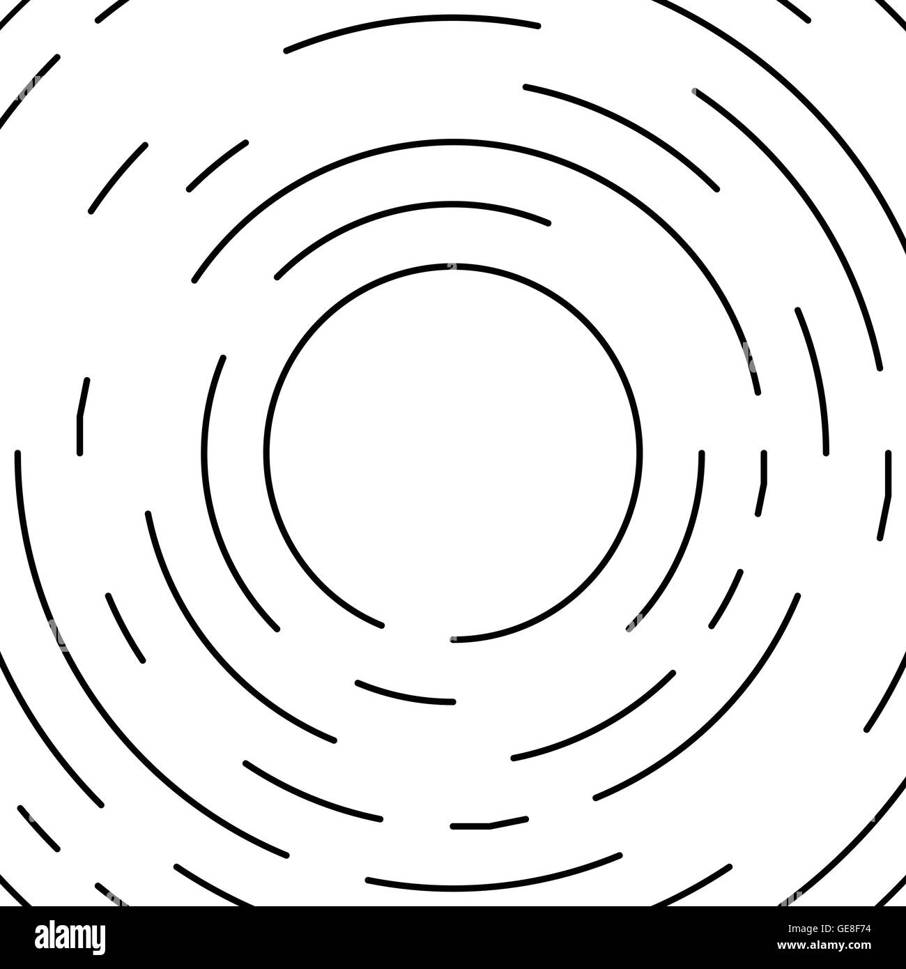 Circular, circling, spiral lines. Irregular asymmetric monochrome ...