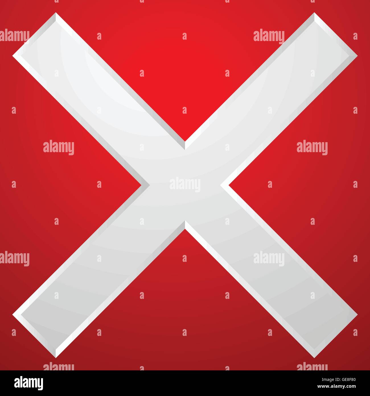 Red cross icon with bevel effect. Delete, remove icon, sign Stock ...