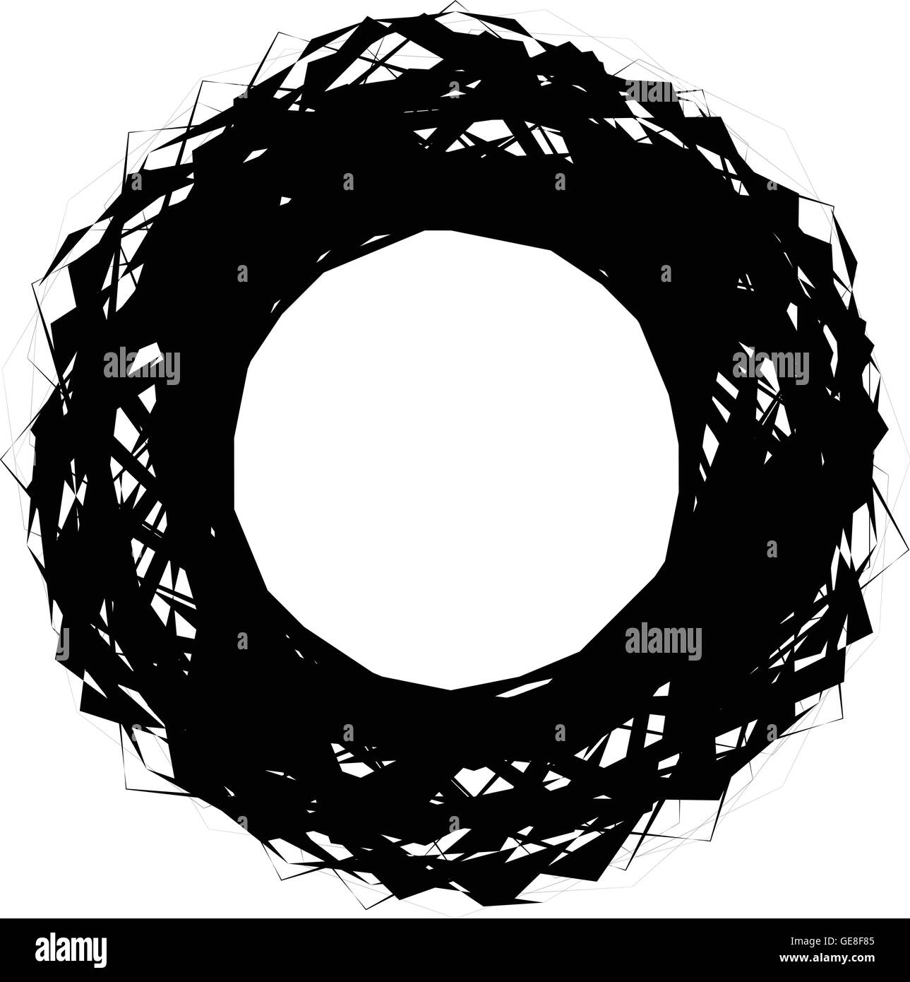 Abstract edgy circular shape, element isolated on white. Random ...