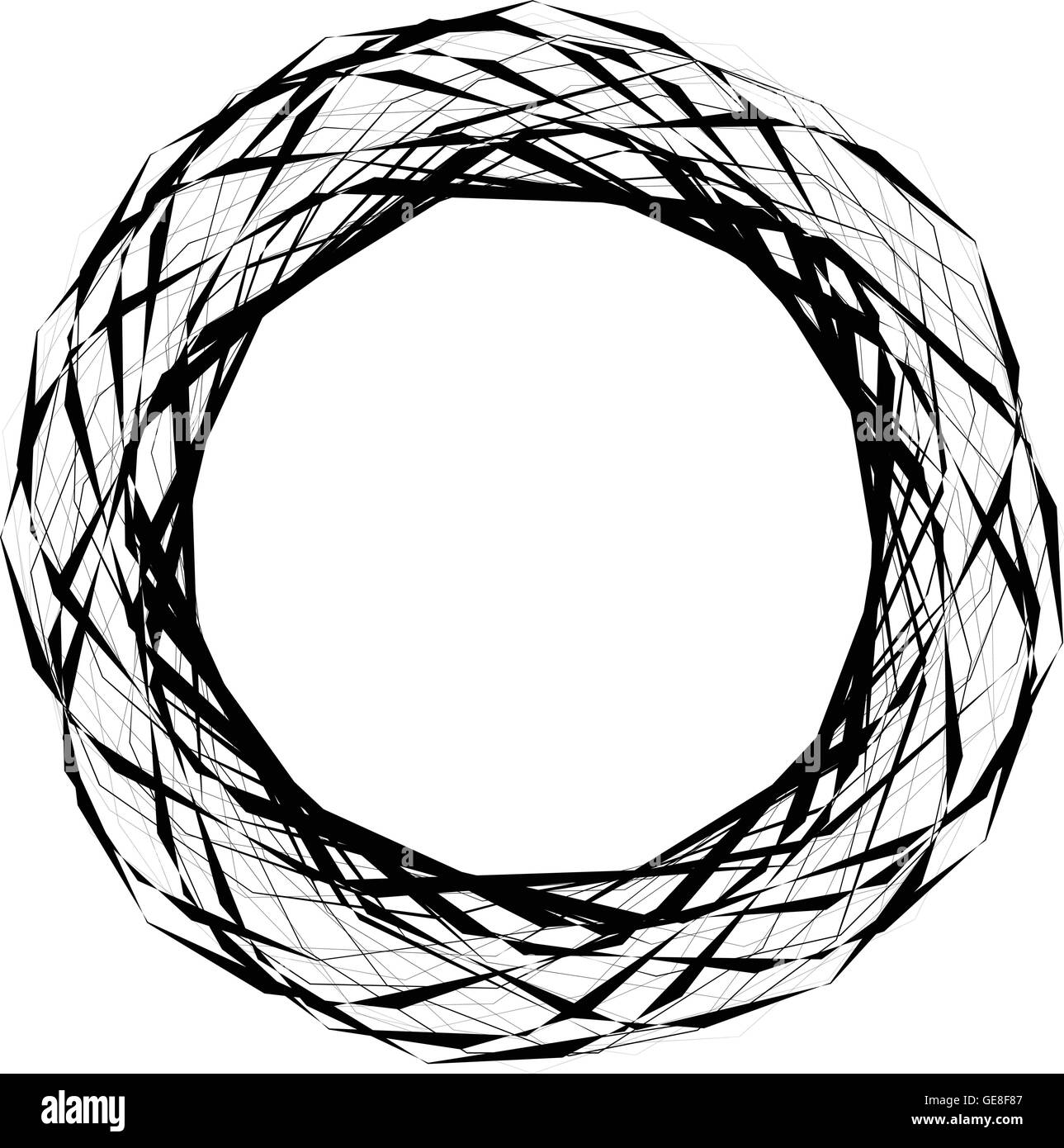 Abstract edgy circular shape, element isolated on white. Random ...