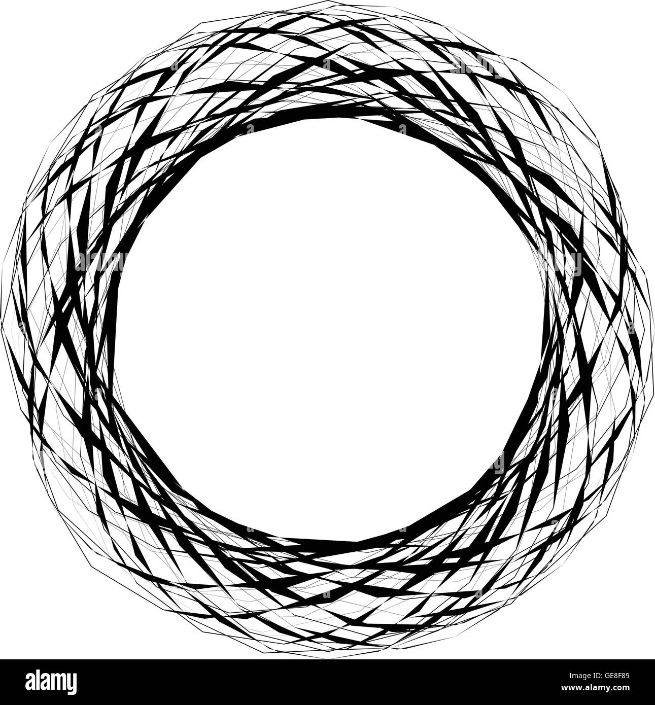 Abstract edgy circular shape, element isolated on white. Random ...