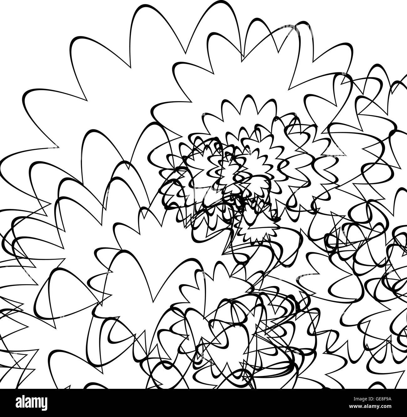 Curly random lines geometric, artistic illustration, monochrome ...