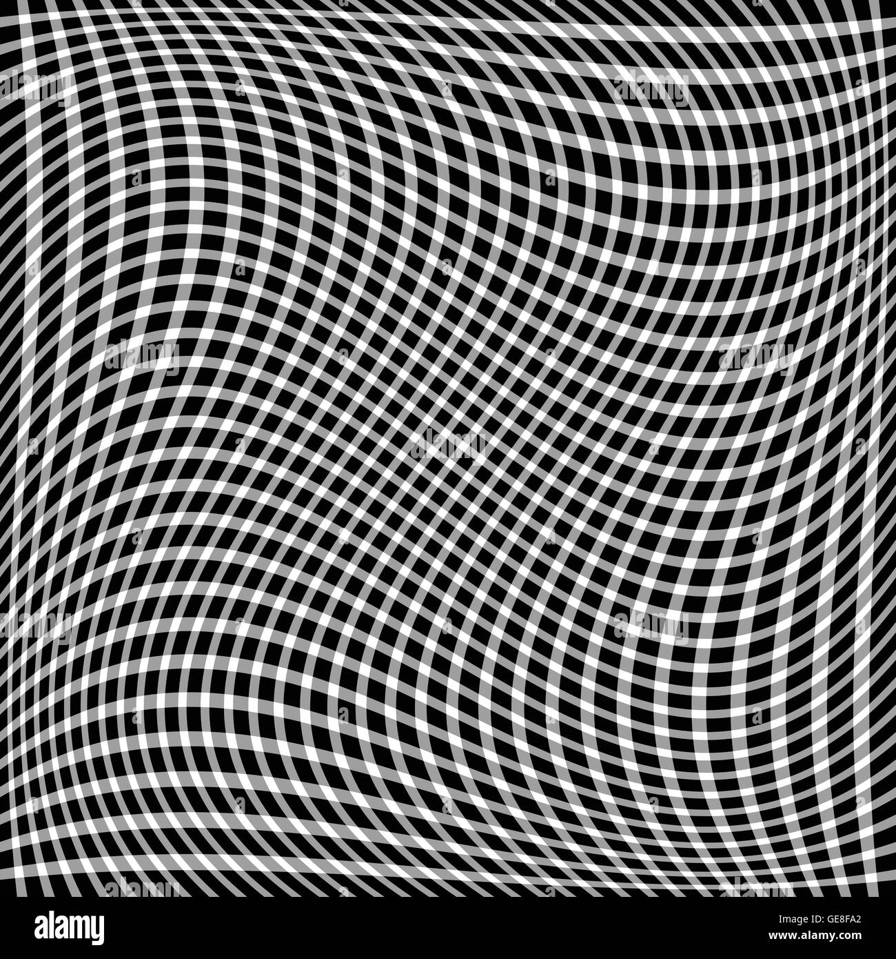 Grid, mosaic of squares with different distortion effects. Abstract monochrome pattern, texture ...