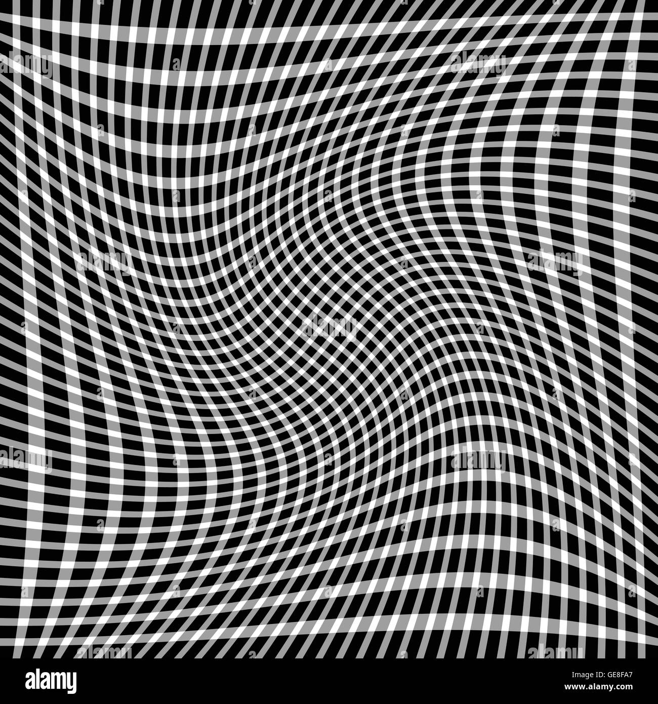 Grid, mosaic of squares with different distortion effects. Abstract monochrome pattern, texture ...