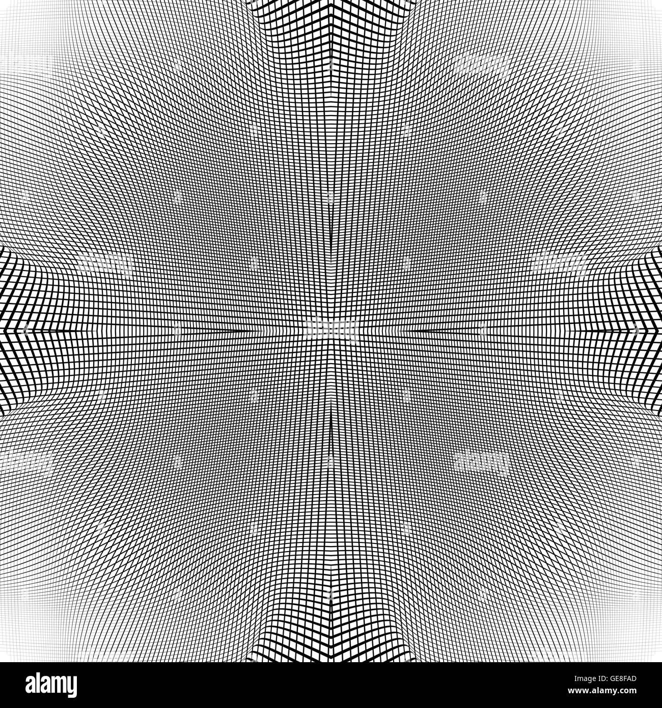 Grid of dynamic lines. Seamlessly repeatable mesh pattern. Distorted, warped cellular ...