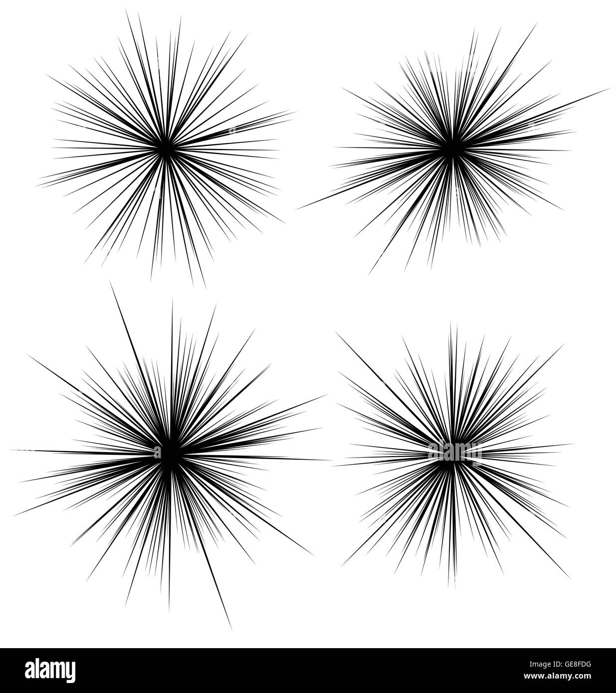 Set of flash, glare elements. Radial burst lines. 4 variation Stock ...