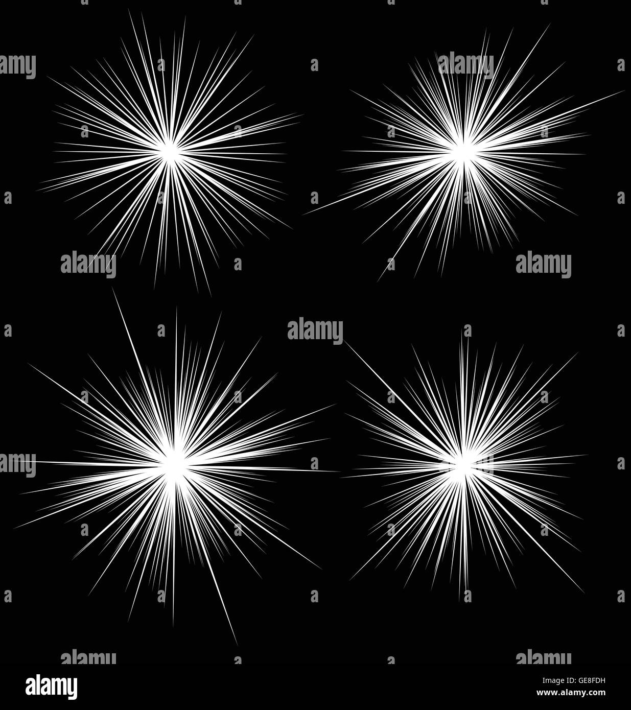 Set of flash, glare elements. Radial burst lines. 4 variation Stock ...
