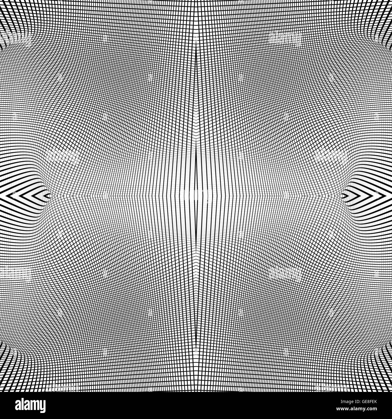 Grid of dynamic lines. Seamlessly repeatable mesh pattern. Distorted, warped cellular ...