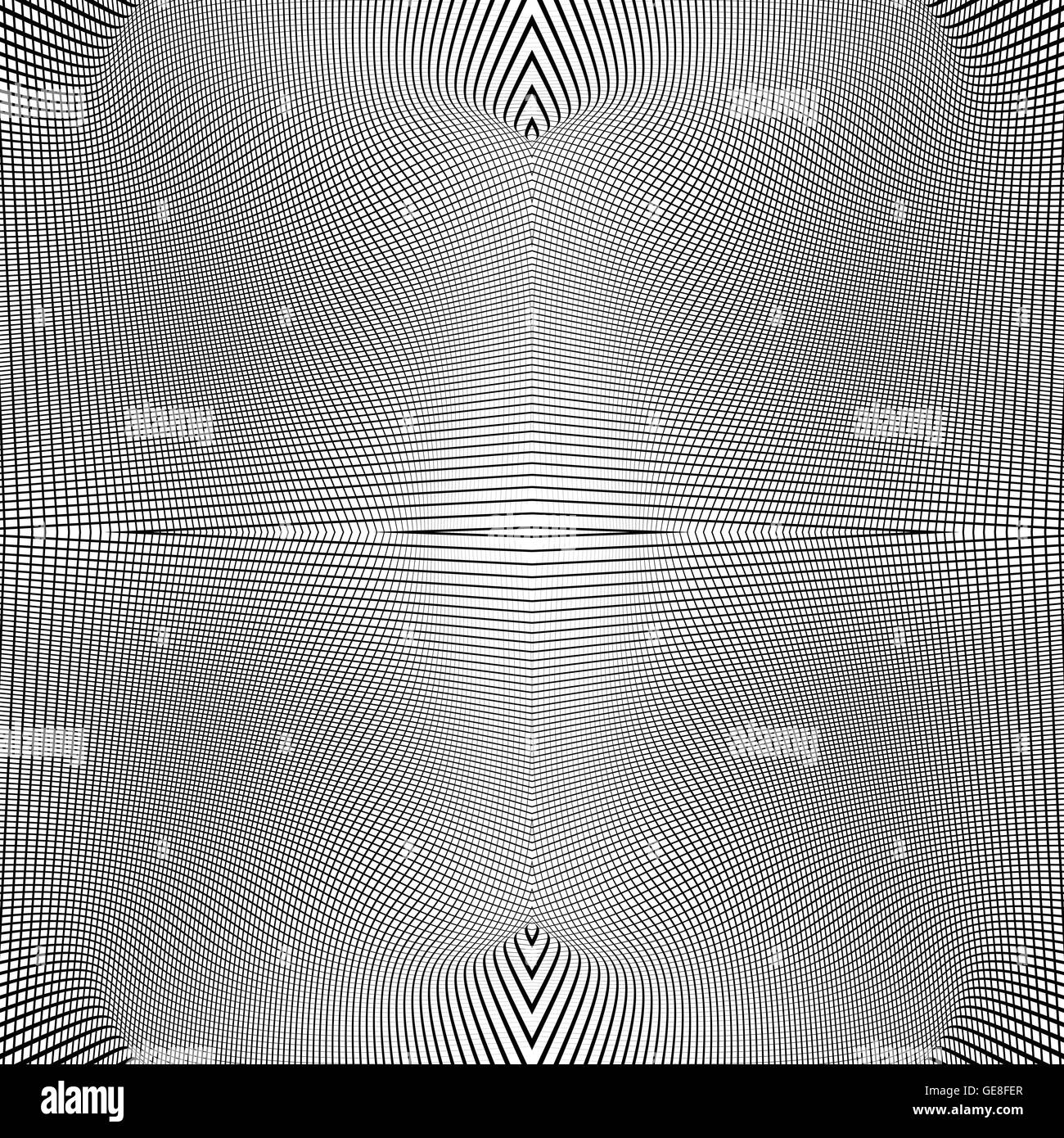 Grid of dynamic lines. Seamlessly repeatable mesh pattern. Distorted, warped cellular ...