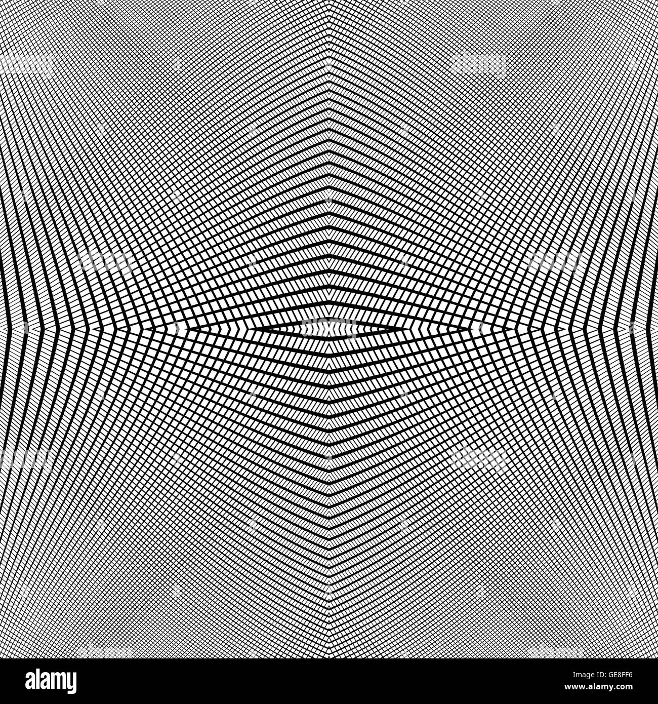 Grid of dynamic lines. Seamlessly repeatable mesh pattern. Distorted, warped cellular ...