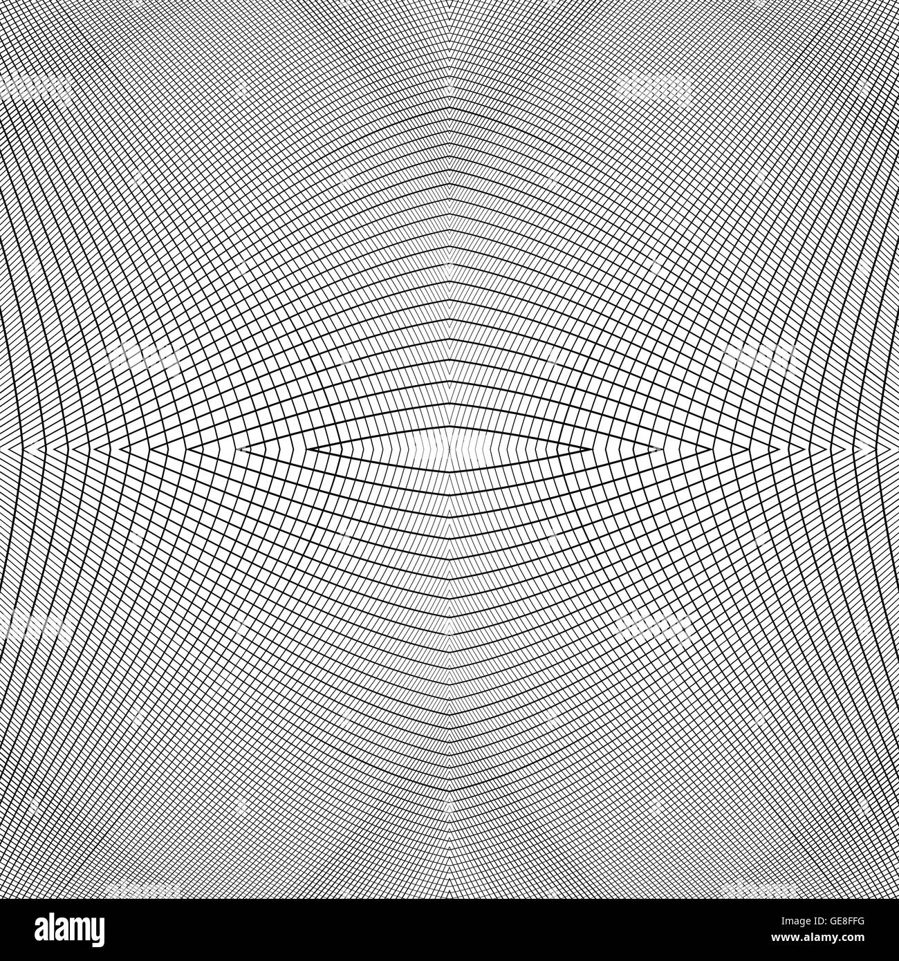 Grid of dynamic lines. Seamlessly repeatable mesh pattern. Distorted, warped cellular ...