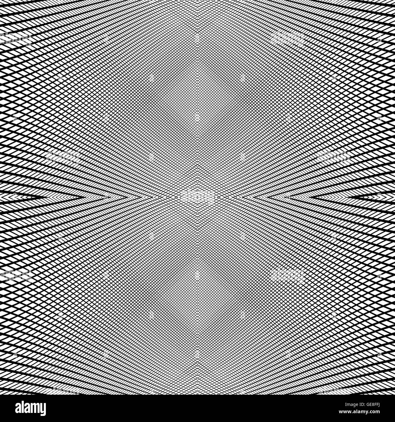 Grid of dynamic lines. Seamlessly repeatable mesh pattern. Distorted, warped cellular ...