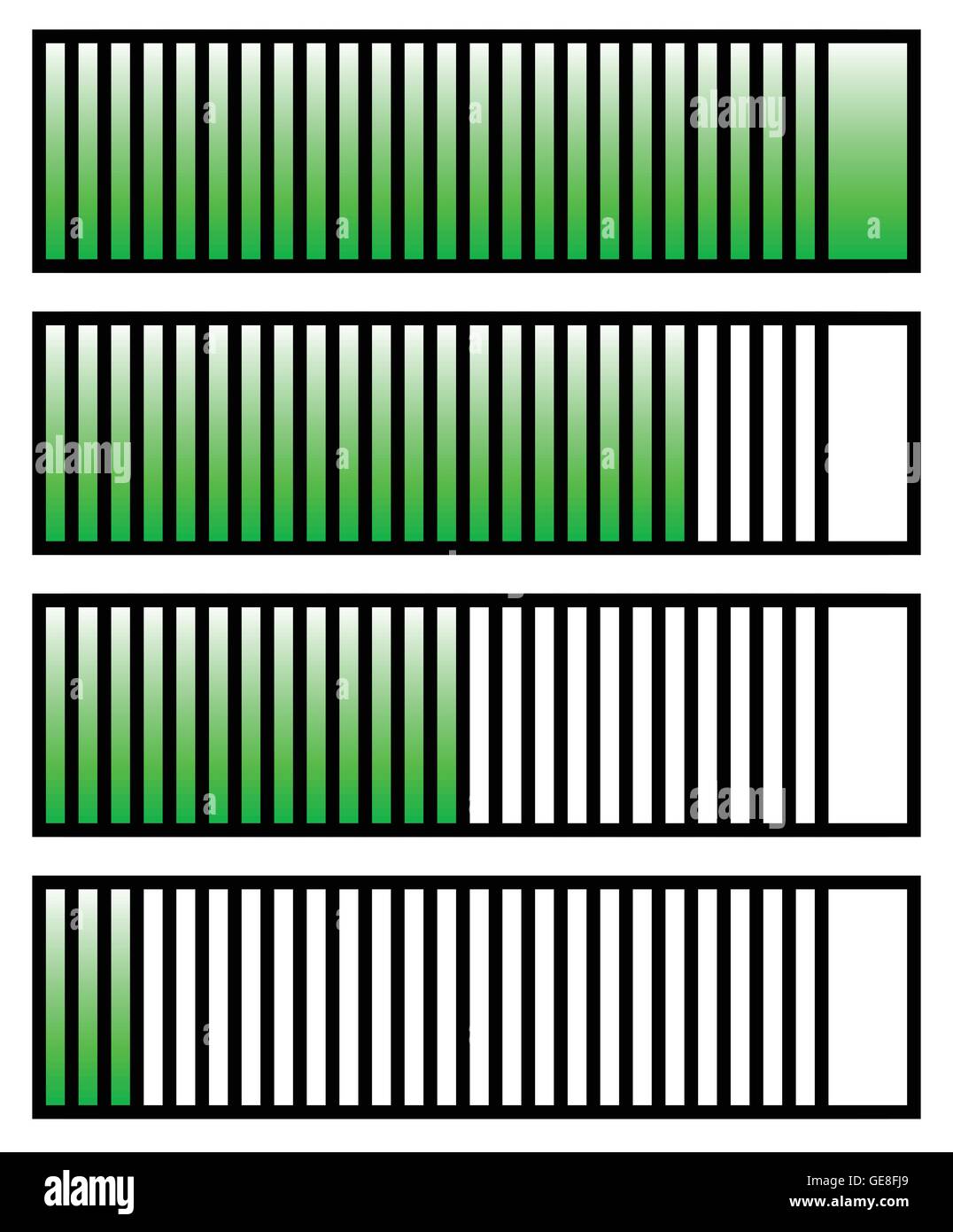 Level, progress indicators with levels in sequence from low to high ...