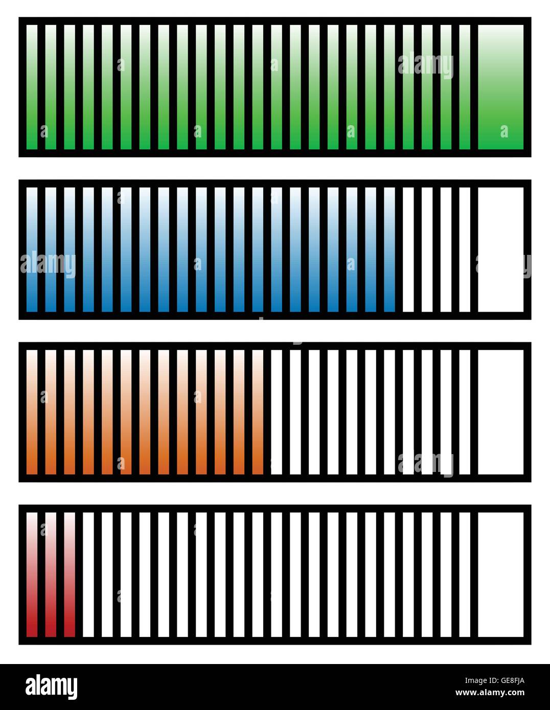 Level, progress indicators with levels in sequence from low to high ...