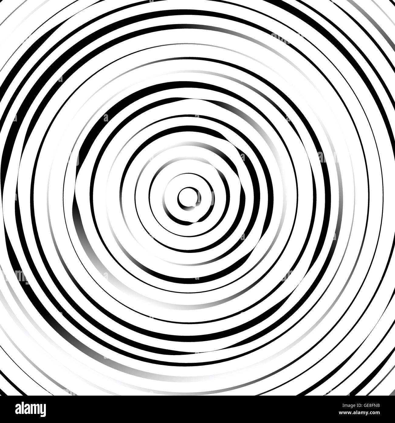 Radial concentric circles with irregular, dynamic lines. Abstract pattern with rotating, spiral ...