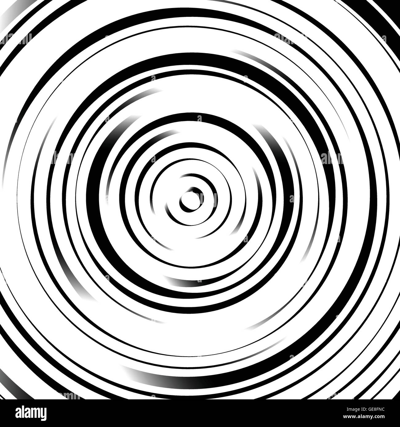 Radial concentric circles with irregular, dynamic lines. Abstract pattern with rotating, spiral ...