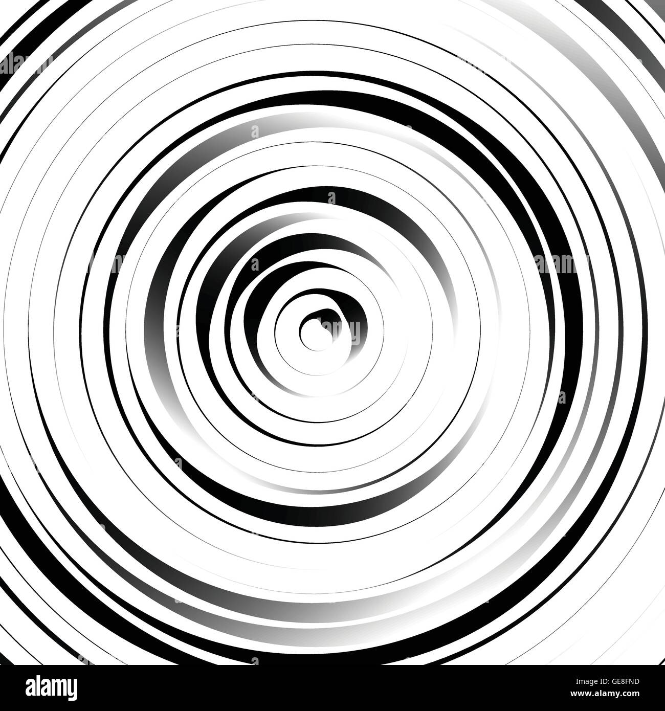 Radial concentric circles with irregular, dynamic lines. Abstract pattern with rotating, spiral ...