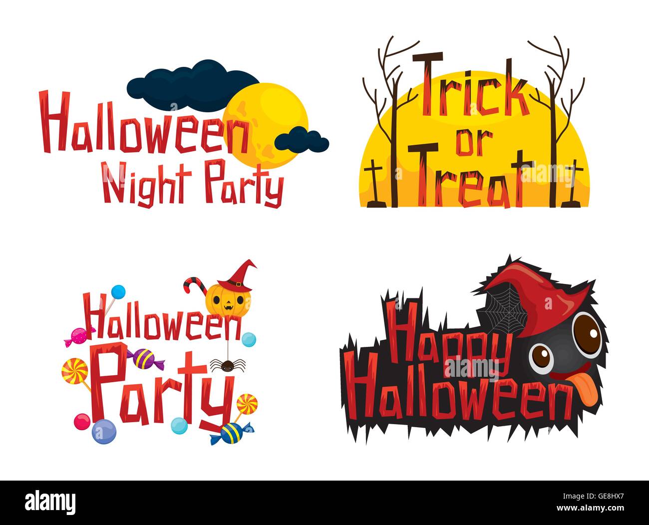 Happy halloween party text Stock Vector Images - Alamy