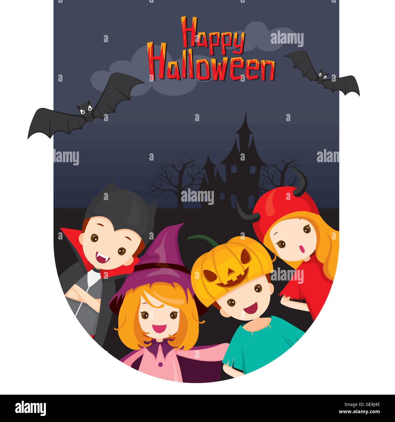 Devil kid pumpkin party Stock Vector Images - Alamy