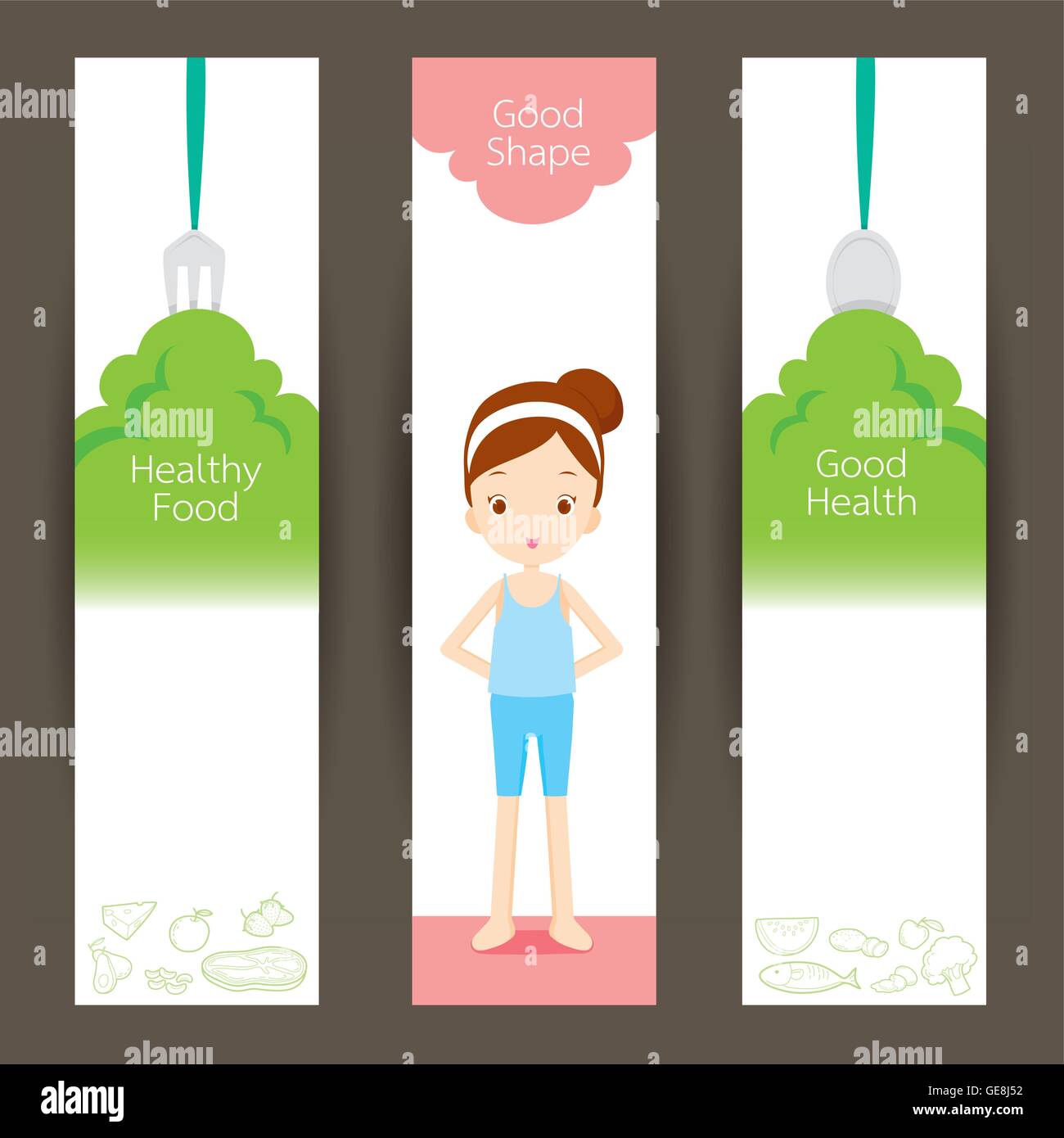 Good shape girl and clean foods banner concept, healthy, organic ...