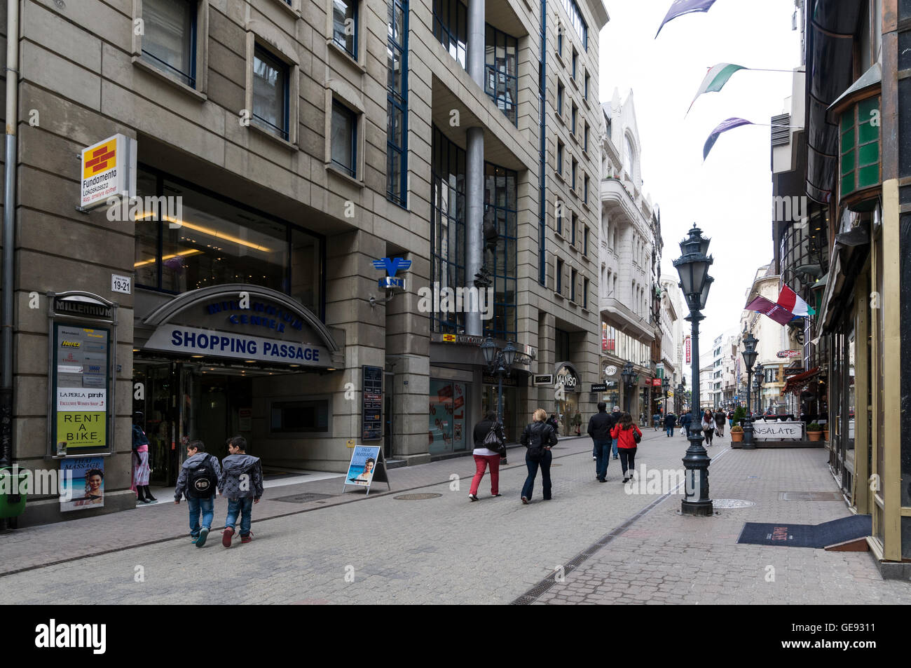 One of Budapest's main shopping streets,Váci Street,(Váci utca) in ...