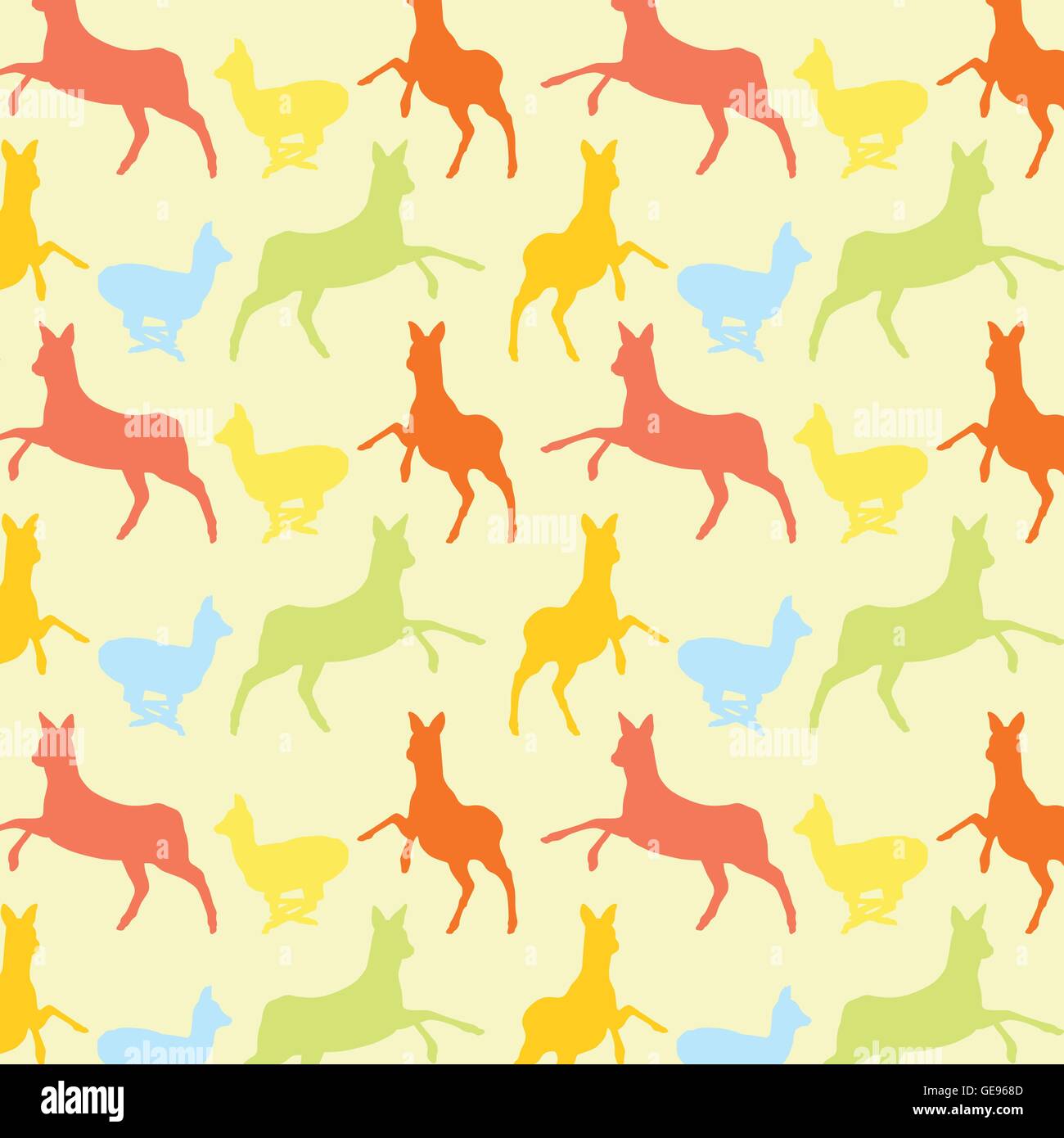 Doe deer animal seamless pattern colorful vector wallpaper for kid ...