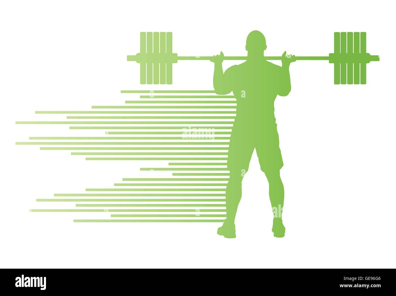 Weight lifting man abstract vector background concept made of stripes ...