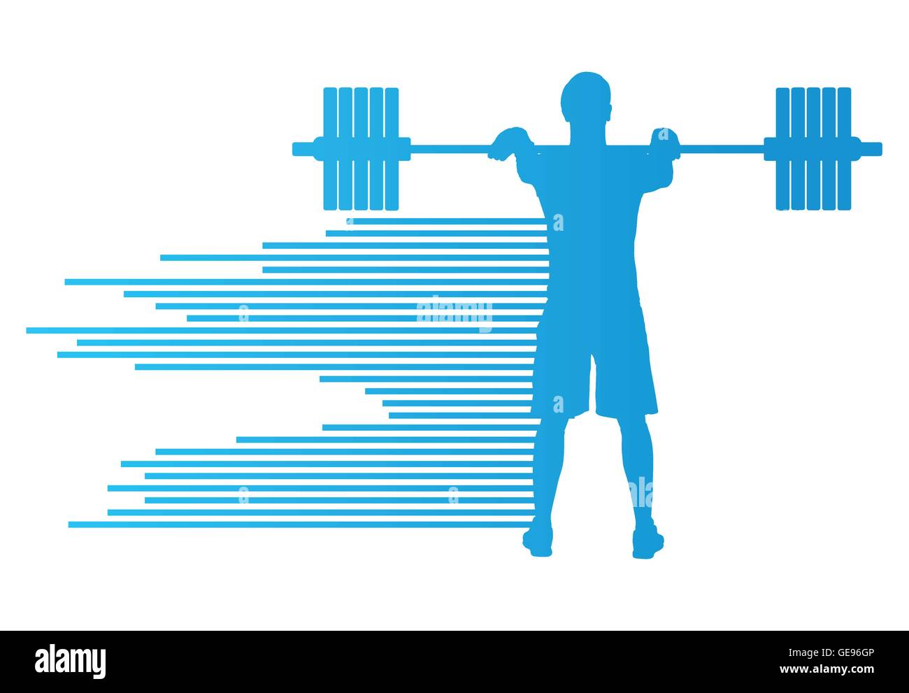 Weight lifting man abstract vector background concept made of stripes ...