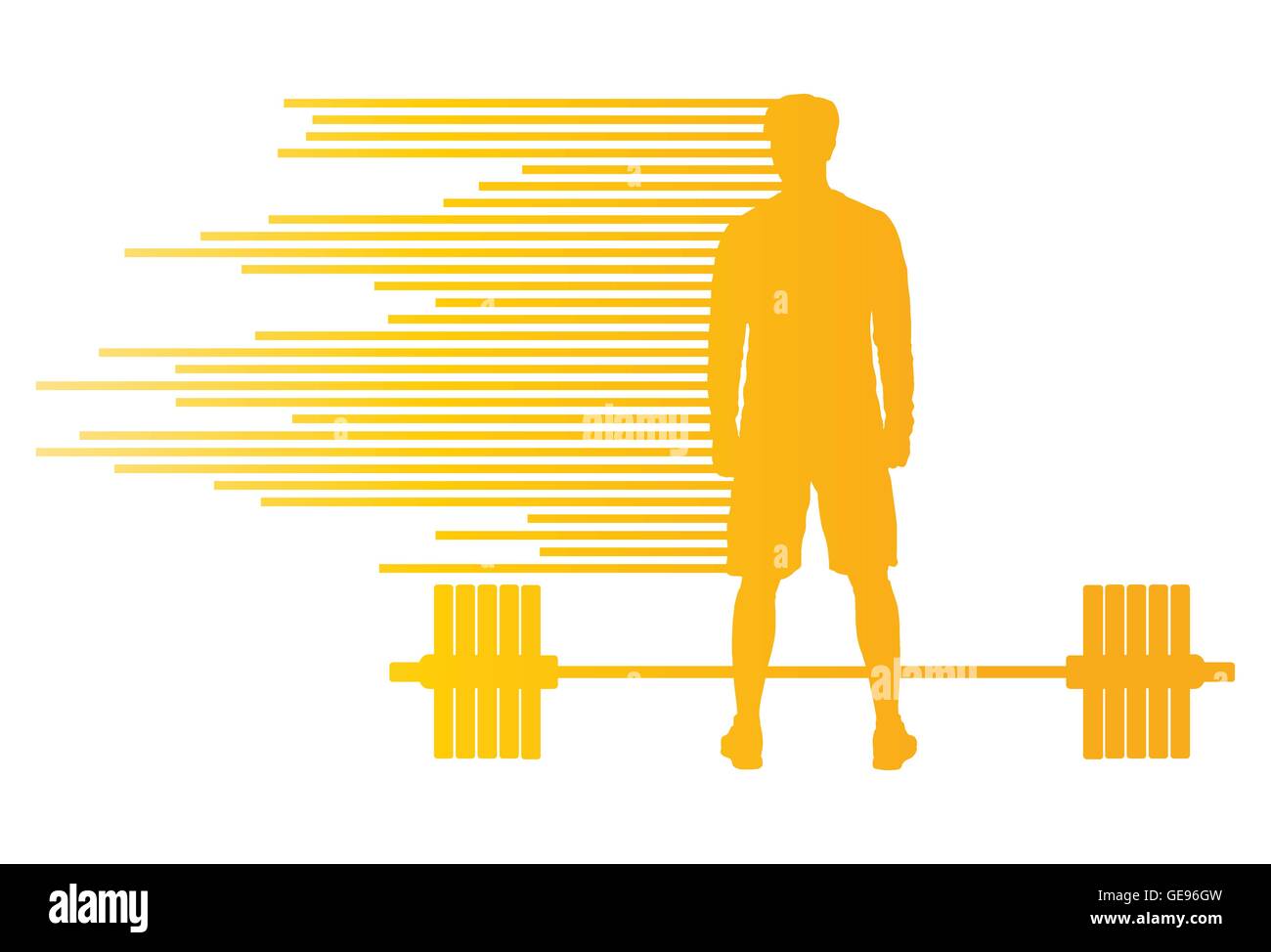 Weight lifting man abstract vector background concept made of stripes ...