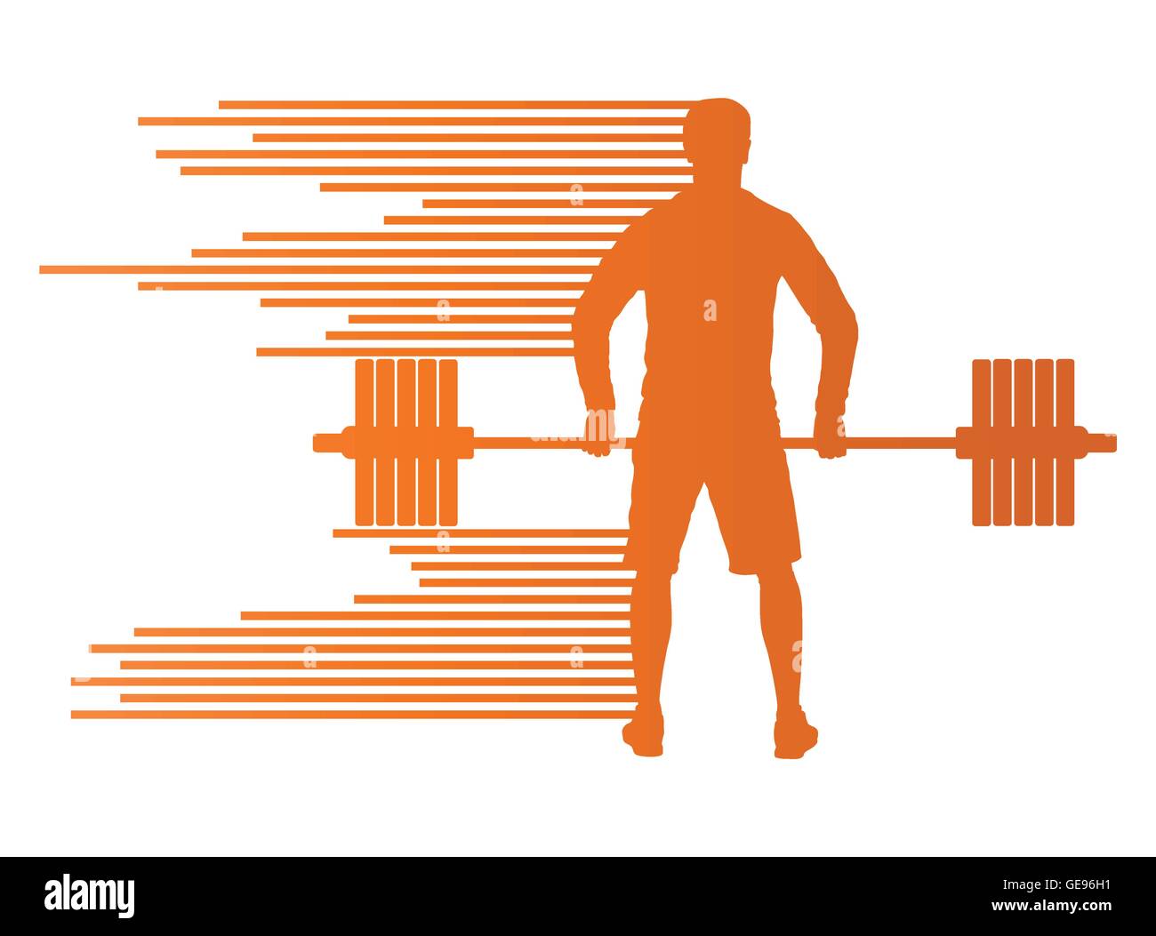 Weight lifting man abstract vector background concept made of stripes ...