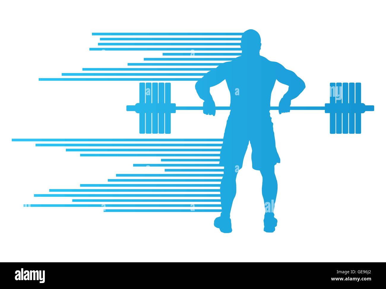 Weight lifting man abstract vector background concept made of stripes ...