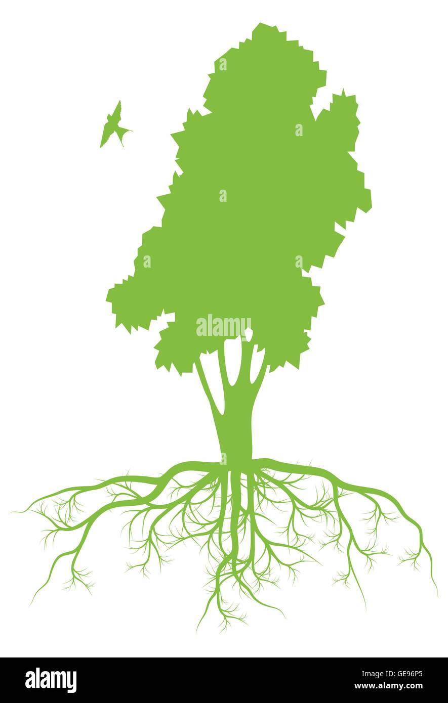 Tree with roots background ecology vector concept Stock Vector Image ...