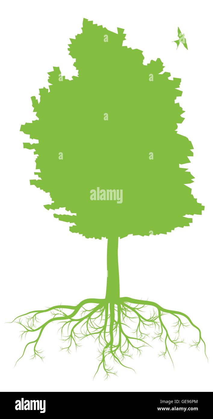 Tree with roots background ecology vector concept Stock Vector Image ...