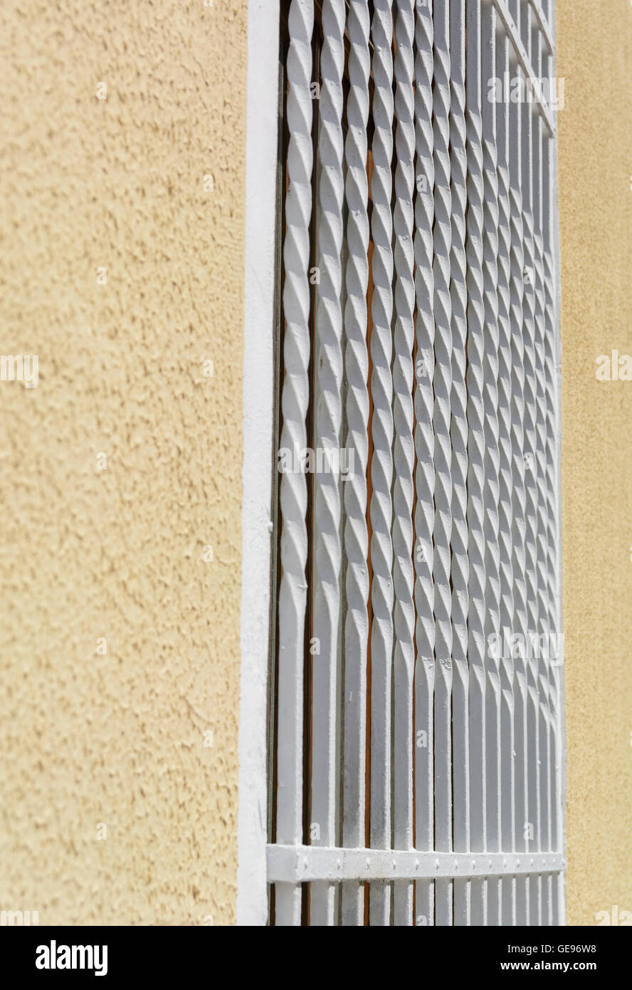 Old style of vintage white grille on the window Stock Photo - Alamy