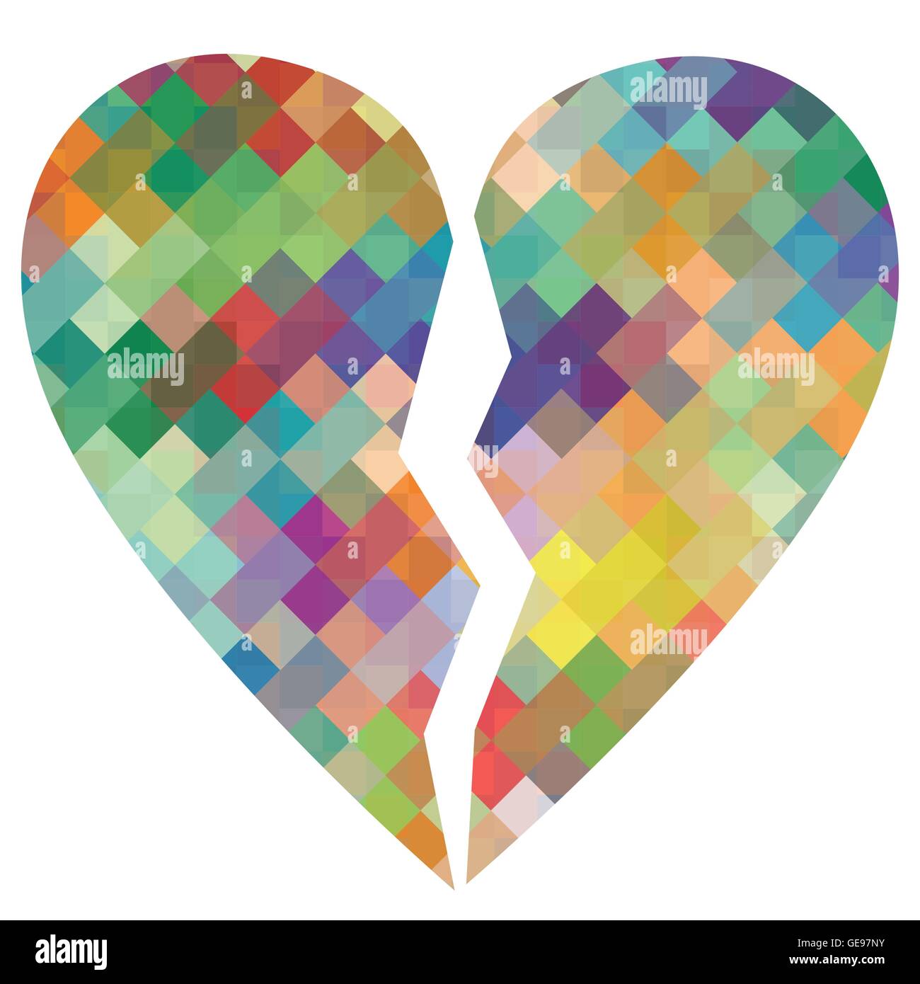 Broken love heart mosaic abstract background concept illustration ...