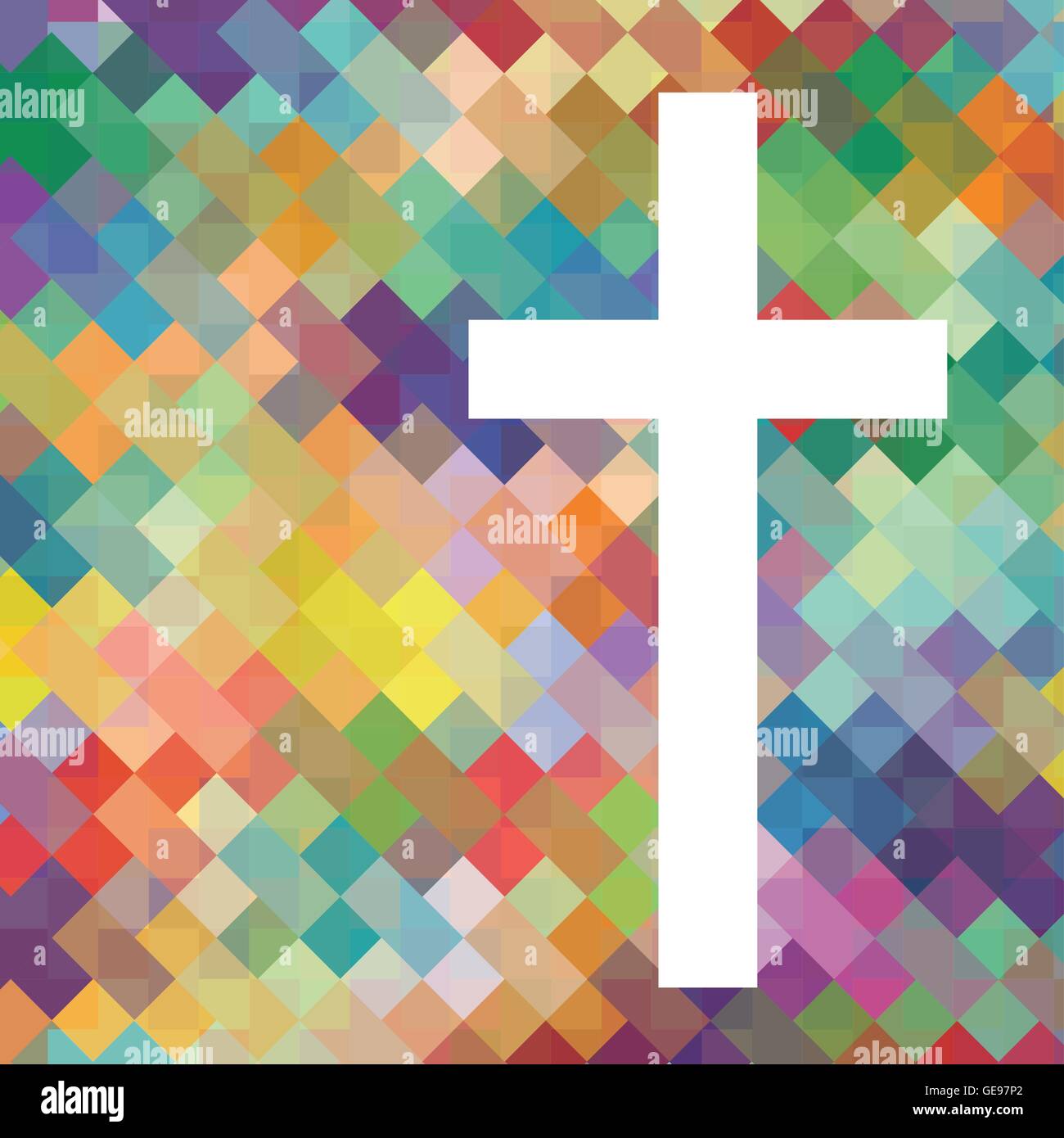 Christianity religion cross mosaic concept abstract background vector ...