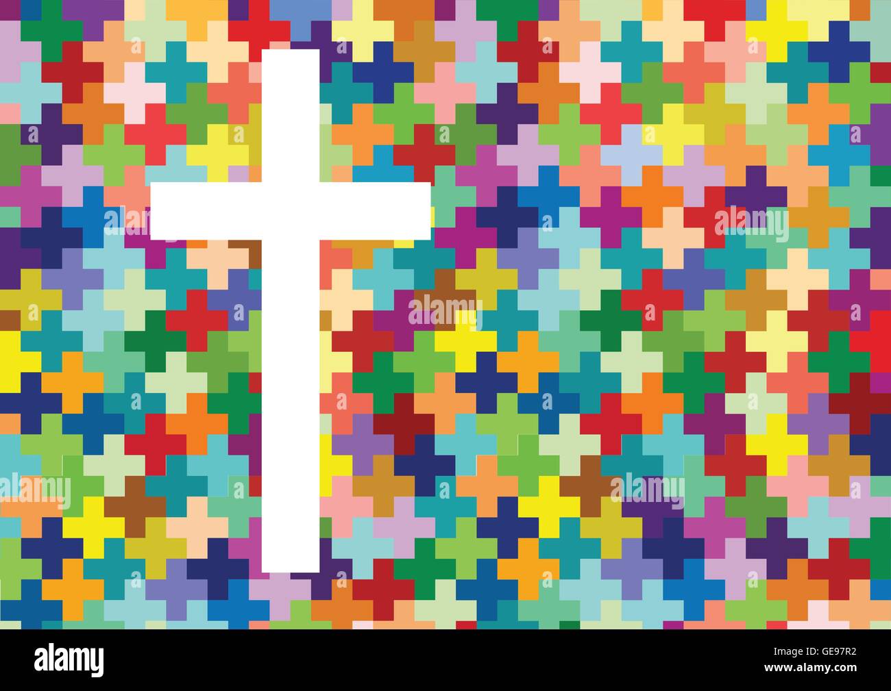 Christianity religion cross mosaic concept abstract background vector ...