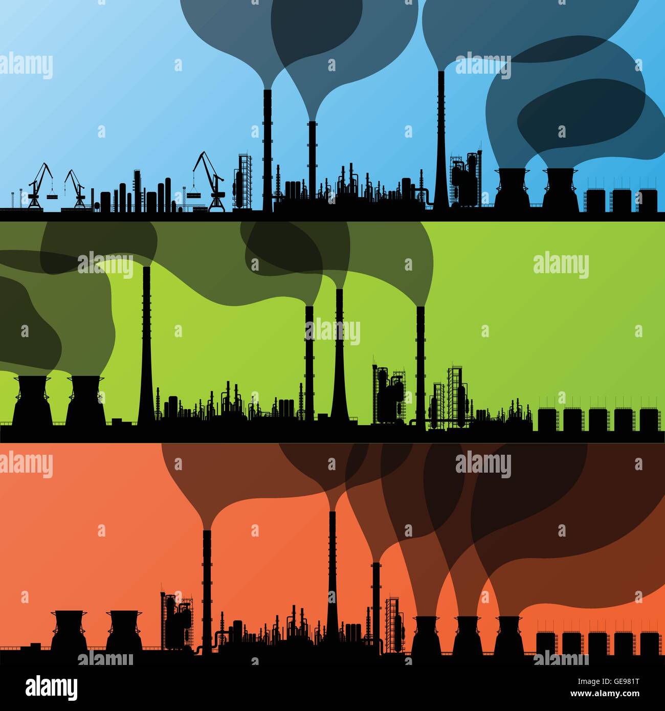 Oil refinery station background vector and harbor Stock Vector Image ...