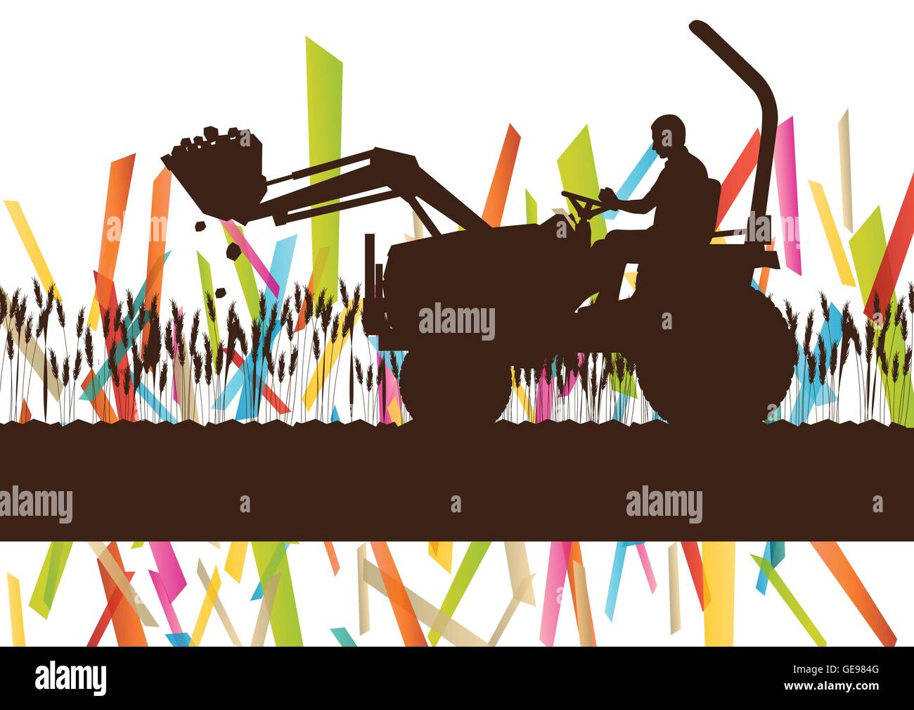 Agriculture machinery farm tractor vector illustration in farming ...