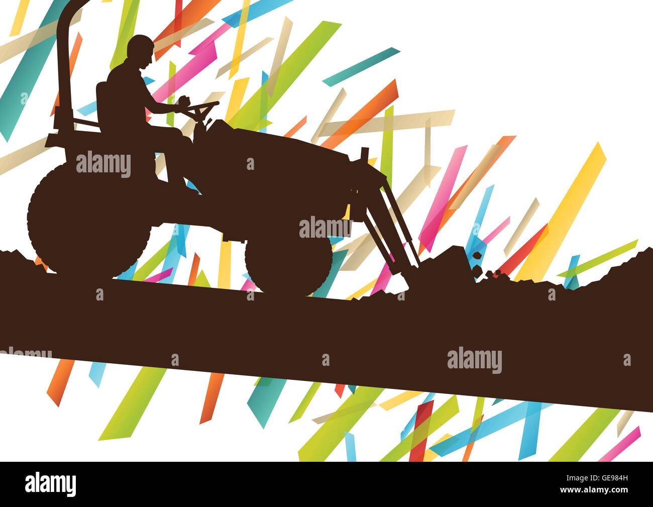 Agriculture machinery farm tractor vector illustration in farming ...