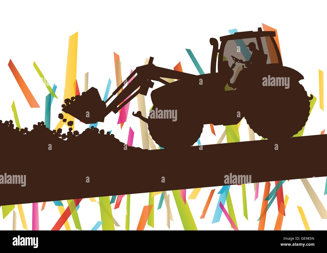 Agriculture machinery farm tractor vector illustration in farming ...