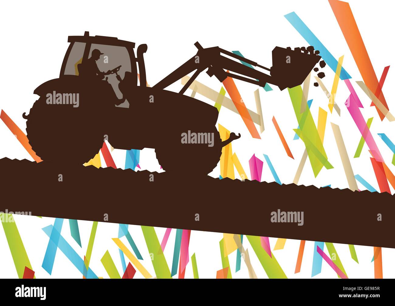 Agriculture machine harvesting crop in Stock Vector Images - Alamy