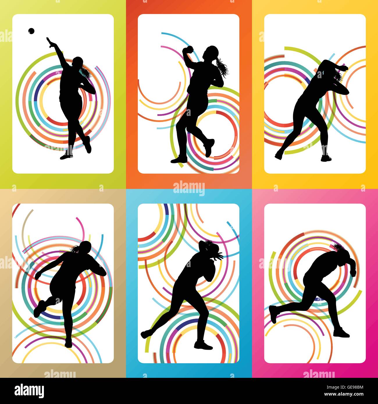 Athletic woman shot put vector background concept Stock Vector Image ...