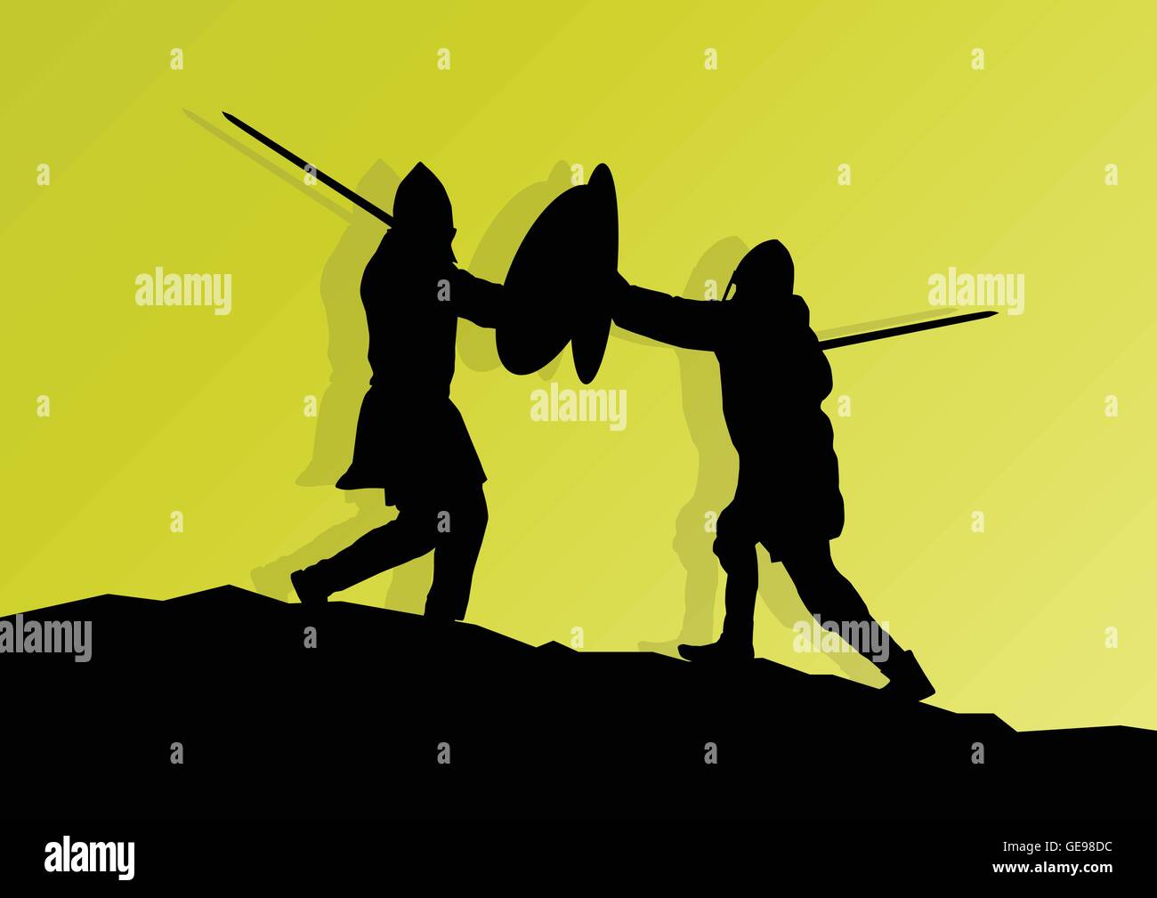Medieval knight, warrior fight vector background concept Stock Vector ...