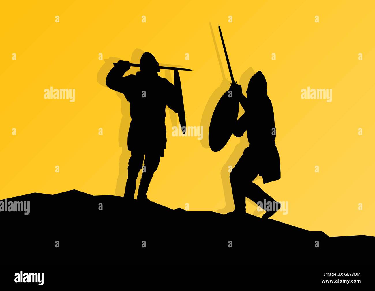 Medieval knight, warrior fight vector background concept Stock Vector ...