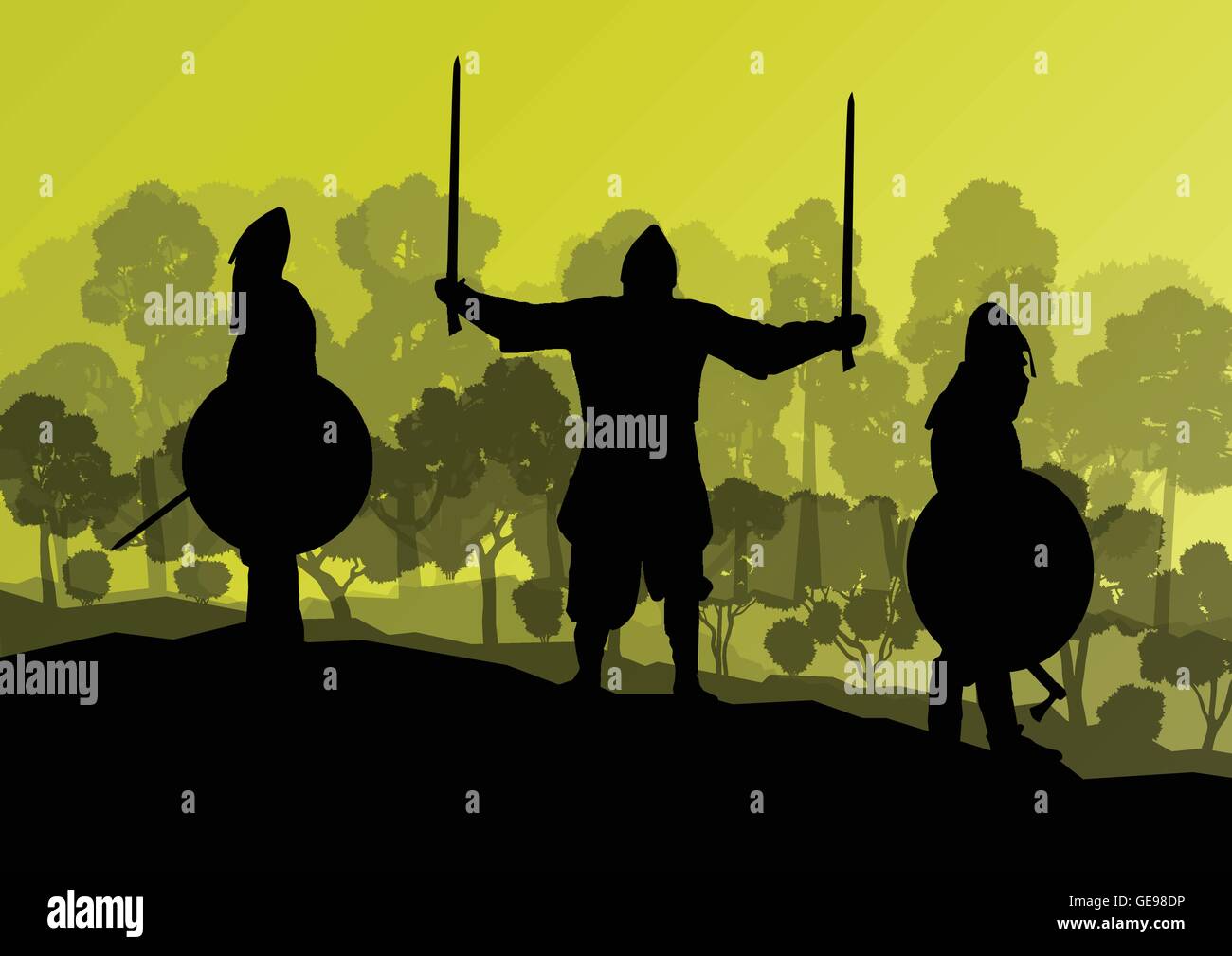 Medieval knight, warrior fight vector background concept Stock Vector ...