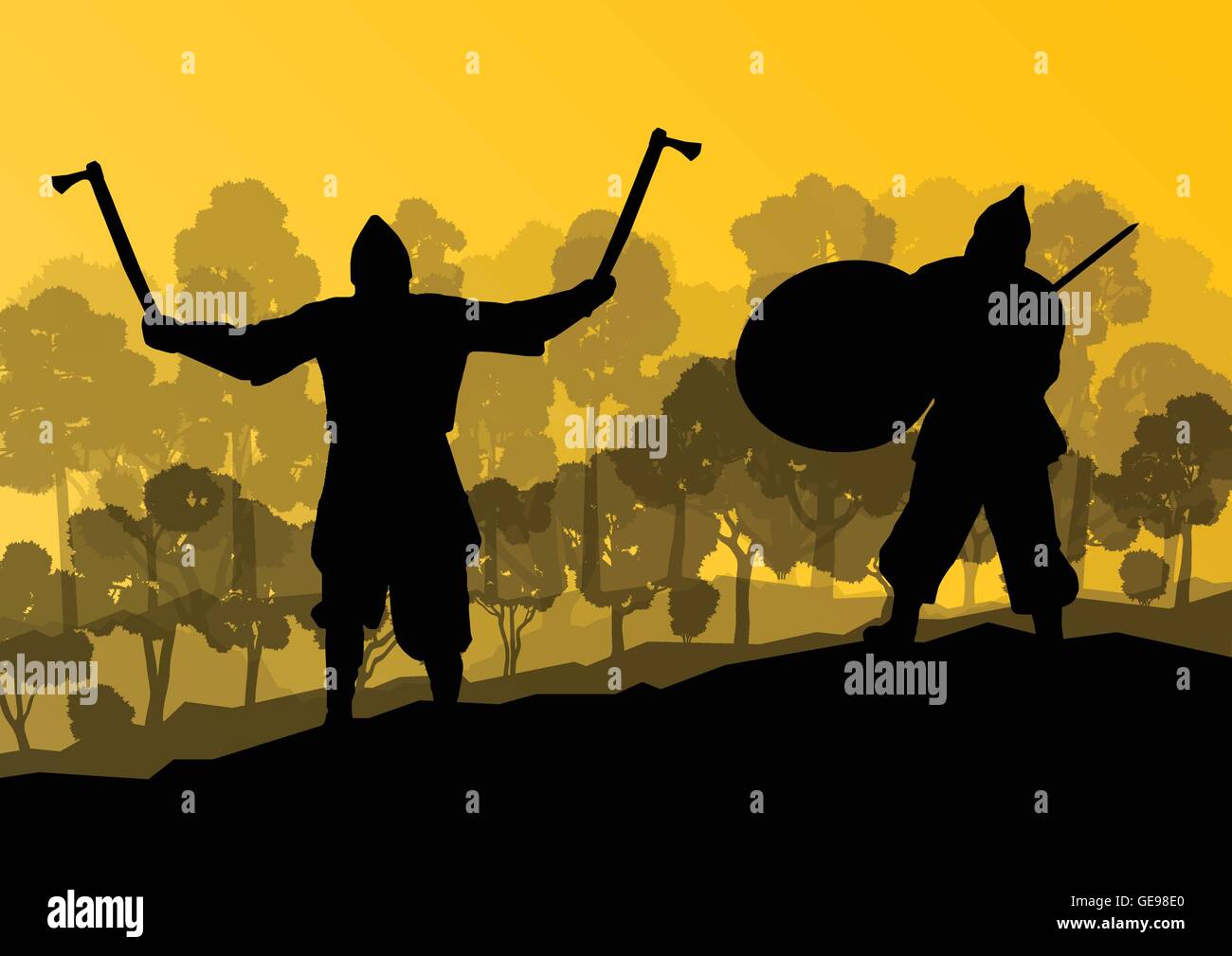 Medieval knight, warrior fight vector background concept Stock Vector ...
