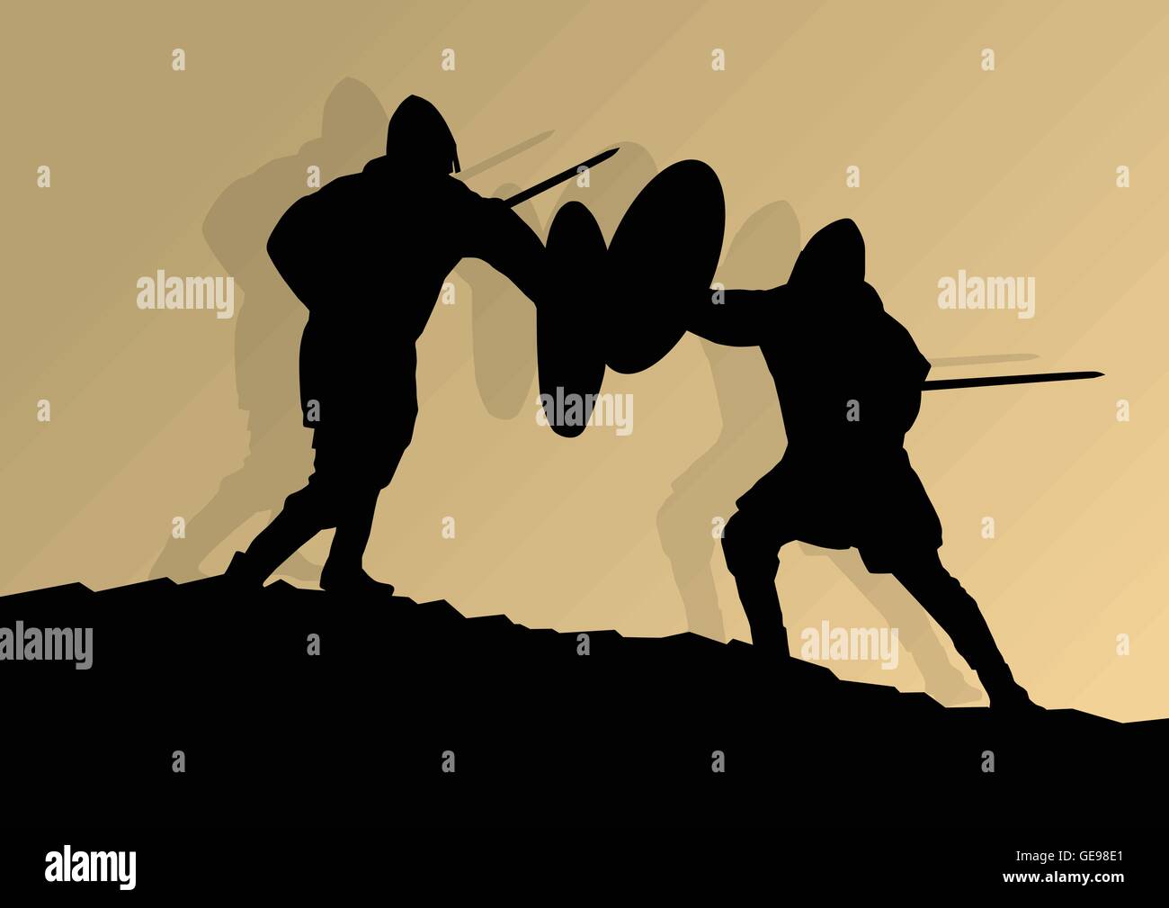 Medieval knight, warrior fight vector background concept Stock Vector ...