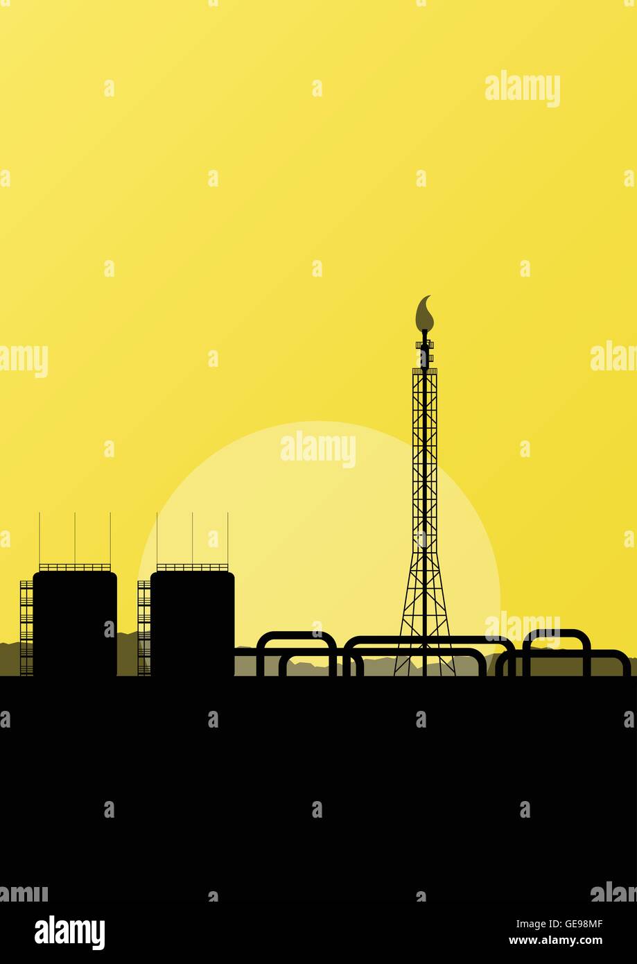 Oil refinery industrial factory landscape illustration background ...