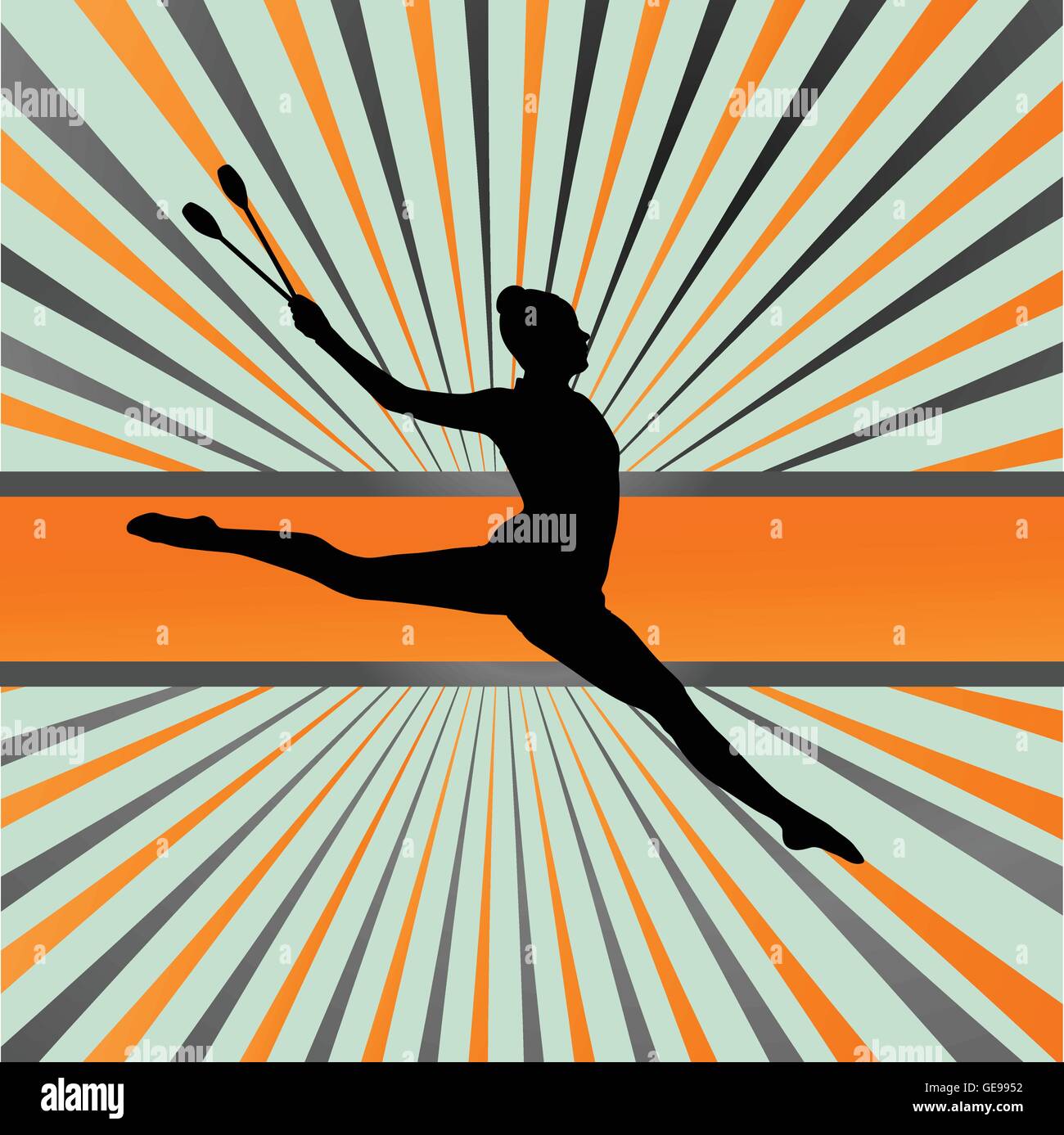 Rhythmic art gymnastics woman with clubs vector background concept ...